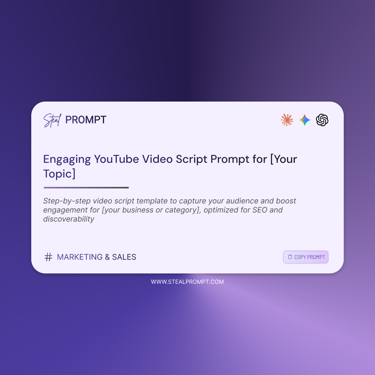 Engaging YouTube scripts for audience growth and retention – Video Prompt